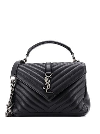 Saint Laurent Classic Monogram College Bag Matelasse Chevron Leather Medium crossbody bag - Noir