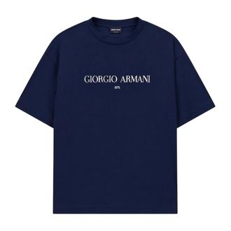 Giorgio Armani Homme, Tops, Bleu, Taille: M T-shirt en jersey interlock de coton