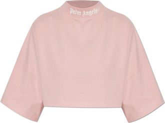 Palm Angels Femme, Tops, Rose, Taille: 42 FR Classic Logo Mini T-Shirt