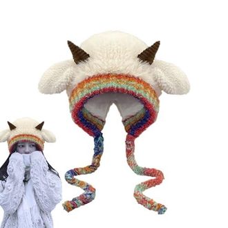 Generic Bonnet dhiver Chaud en Tricot - Bonnet tricot&eacute; en Forme danimal Mignon sur Le th&egrave;me des Animaux, Couverture Thermique Douce pour lhiver pour No&euml;l, Ann