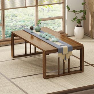Generic Japanese Folding Coffee Table Small Bamboo Tea Table for Living Room Compact Japanese Style Low Table 70x41x33cm Ideal for Reception Areas and Home D&eacute;
