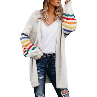 Generic Strickjacke Damen Sommer, Cardigan Damen Lang, Strickjacken F&uuml;r Damen Langarm Sommerjacke Leicht D&uuml;nne Jacke Fr&uuml;hling, Basic Regular Fit Vorne Offen L