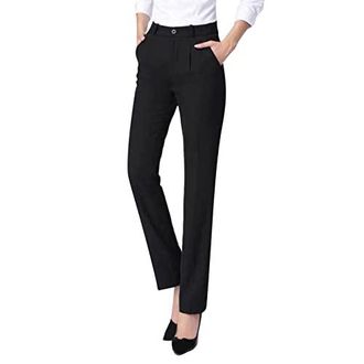Generic Pantalon De Travail Femme Droit, Pantalon Femme Taille Haute Chic Et Elegant Décontracté Couleur Unie Habillée Pants Classiques Coupe Slim Polyvalent 