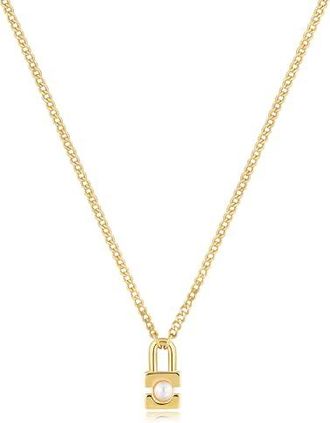 Ania Haie Collier moderne pour femme en argent sterling 925 plaqué or 14 carats, serti dune perle de coquillage, taille : 45 cm + rallonge de 5 cm, emballage ca