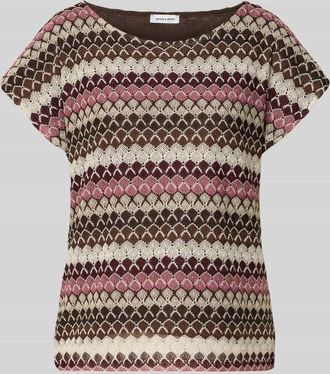 More & More T-Shirt im Allover-Look mit Rundhalsausschnitt