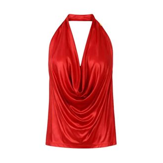 Elisabetta Franchi Femme, Tops, Rouge, Taille: 40 FR Haut dos nu drap&eacute;