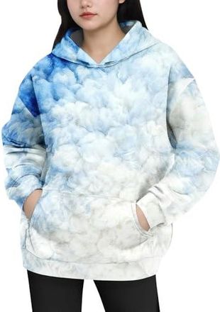 Generic Chandail à capuche long pour femme, sweatshirts à capuche surdimensionnés, à motif camouflage, chemises à manches longues, pull dautomne avec poche, s