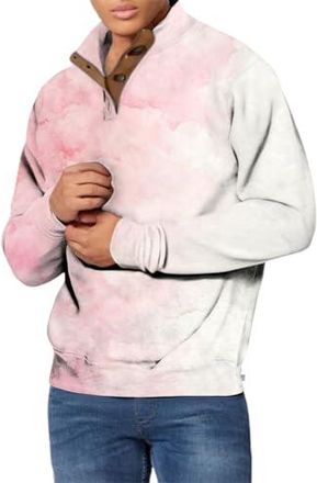 Generic Pull à col rond pour homme - Imprimé - Col montant - Sweat surdimensionné - Coupe ample - Manches longues - Sweatshirt léger - Chemisier ample - Pull 