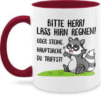 Shirtracer Tasse Tassen 325ml - Statement Spr&uuml;che - Bitte Herr Lass es Hirn regnen - 325 ml - Bordeauxrot - kaffeetasse lustig f&uuml;r arbeit spruchtasse sarkasmus w