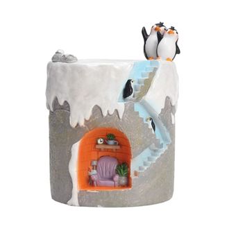 Yardwe Micro Landschaft K&uuml;nstliche Blumen Topf Sukkulenten Pflanzer Topf Tiny Kreative Container Halter f&uuml;r Home Office Schreibtisch (Pinguin)