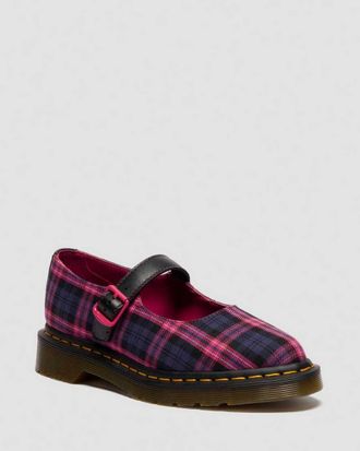 Dr. Martens Elphie Mary Jane Tartan Schuhe in Rosa, Gr&ouml;&szlig;e: 36