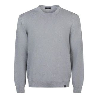 Fay Grauer Woll Rundhals Pullover Lange &Auml;rmel - - Knitwear - Herren - Grau - 2XL