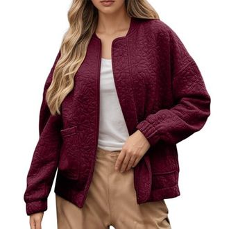 Generic Veste Femme Chic Et Elegant Veste d&eacute;contract&eacute;e femme manches longues cardigan boutonn&eacute; manteau textur&eacute; l&eacute;ger confortable &eacute;l&eacute;gant mode ext&eacute;rieur (Red, 