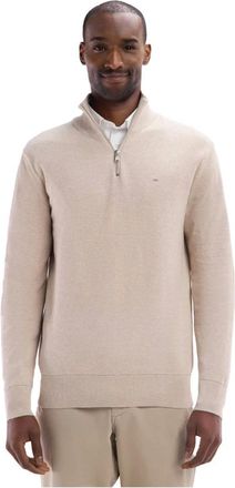 Eden Park Homme, Pulls, Beige, Taille: 2XL Pull tricoté avec fermeture éclair et point de nid dabeille