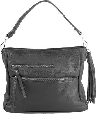 modamoda.de T262 Damen Leder Schultertasche handmade in Italy, Farbe:Schwarz