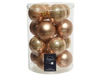 Kaemingk Weihnachtskugeln Glas 8cm x 16 St&uuml;ck Christbaumkugeln Karamel