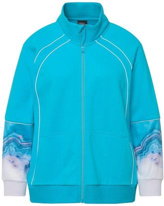 Ulla Popken Sweatjacke Sweatjacke Zierpaspel Stehkragen K&auml;ngurutasche