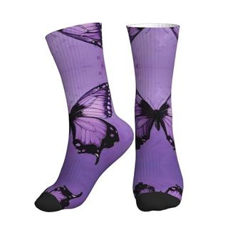 Generic Excellente Chaussettes Sport Papillon Violet Socks Confortables Chaussettes De Sports Pour Yoga Courir Training 40Cm