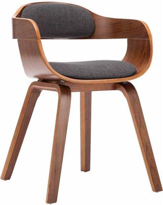 vidaXL Vidaxl - Chaise de salle &agrave; manger Gris fonc&eacute; Tissu et bois courb&eacute;