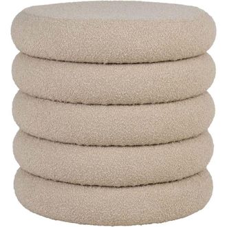 House Nordic House Nordic - Pouf coffre rond en tissu bouclette &oslash;44cm - Beige - brooklyn