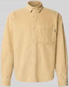 Review Regular Fit Cordhemd mit Label-Detail