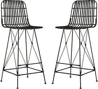 Safavieh Modern Set of 2 Bar & Counter Stools, in Brown and Black