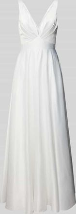 Luxuar Fashion Abendkleid aus Satin mit V-Ausschnitt und Drapierungen