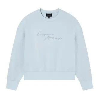 Emporio Armani Femme, Sweatshirts et sweats &agrave; capuche, Bleu, Taille: 40 FR SweaT-shirt Sportif avec Accents Logo