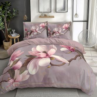 Generic Warme Blumen Bettwäsche Kinder 135x200 3teilig Bettbezug 135 x 200 cm Flieder Bettbezüge Set Weich Atmungsaktiv 3D Wendebettwäsche mit 2 Kissenbezügen