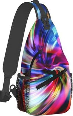 Generic Sacoche Homme Bandouliere Tie-dye color&eacute; Casual Sac De Poitrine Antivol Crossbody Bag pour &eacute;cole Homme Voyage