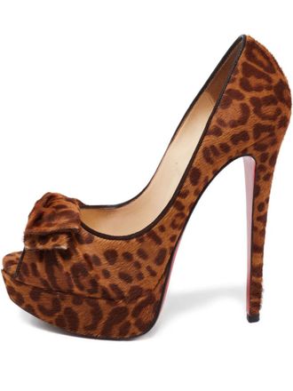 Christian Louboutin escarpins à imprimé léopard 145 mm - Marron