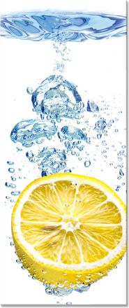 Pixxprint Glasbild Panorama, Wandbild aus Echtglas, Zitrone im Wasserregen, 100x40 cm, inkl. Aufhängung und Abstandshalter