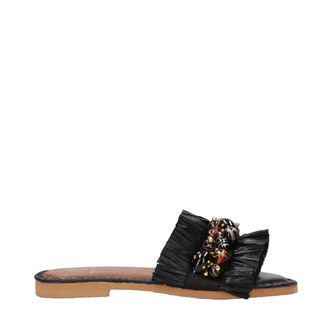 De Siena shoes Femme, Chaussures, Noir, Taille: 39 EU Sandales noires avec raphia et pierres