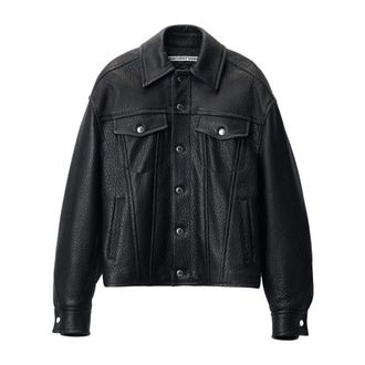 Alexander Wang Gepr&auml;gte Schwarze Jacke mit Knopfverschluss - - Jackets - Damen - Schwarzk - 2XS