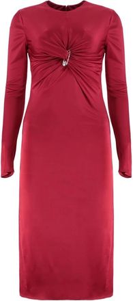 Versace Femme, Robes, Rouge, Taille: 36 FR Ruched Long Sleeve Midi Dress with Safety Pin Detail