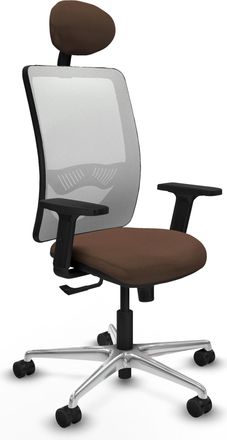 Piqueras y Crespo Brauner Schreibtischstuhl Zulema mit 2D-Armen, h&ouml;henverstellbarer Lendenwirbelst&uuml;tze und festem Kopfteil, ausgestattet mit 3 Positionen und Schneidsch