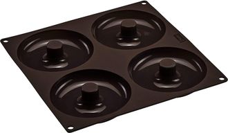 Lurch 85088 FlexiForm Bagels 4fach / Silikonbackform für 4 Bagels (11,8 cm) aus 100% BPA-freiem PlatinSilikon, Braun