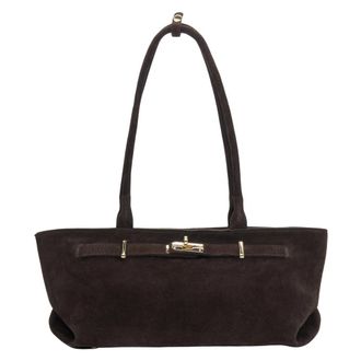 Estro & Luminara Italienische Velours-Tote - - Bags - Damen - Braun - ONE SIZE