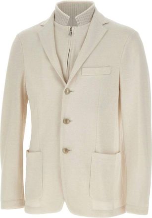Eleventy Homme, Vestes, Beige, Taille: M Blazer Crois&eacute; avec Plastron Amovible