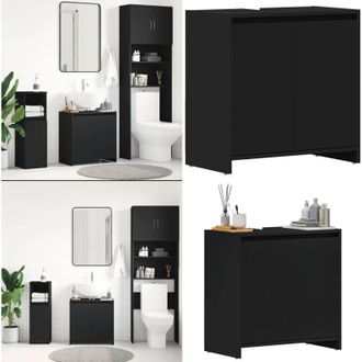 vidaXL Vidaxl - Armoire de salle de bain noir 60x33x61 cm Bois ding&eacute;nierie - Meuble De Salle De Bain - Armoire De Salle De Bain - Rangement Salle De Bain