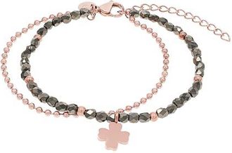 Tom Tailor Tom Tailor 2100639 Bracelet pour femme en acier inoxydable avec verre 16 + 4 cm Rose Trèfle Idée cadeau Livré dans une boîte cadeau