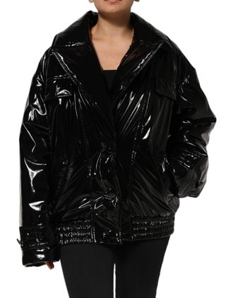 Dolce & Gabbana Womens Polyester Black Quilted Puffer Coat Jacket Polyurethane Clothing