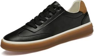 Generic Baskets en cuir confortables à enfiler pour homme - Chaussures habillées décontractées pour homme, Noir, 39 2/3 EU