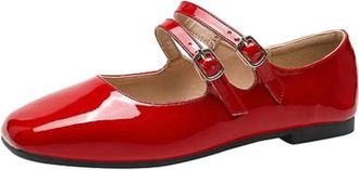 Minetom Femmes Filles Mary Jane &Eacute;l&eacute;gant F&ecirc;te Soir&eacute;e Ballerines Confortable Simili Cuir Chaussures Plates avec Boucle A Rouge 41 EU