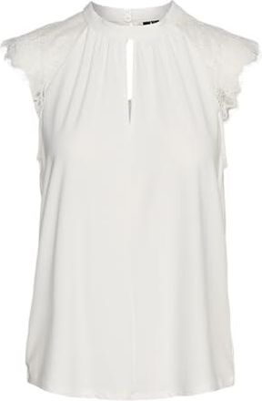 Vero Moda Haut sans Manches en Dentelle pour Femme., Blanche-Neige, L