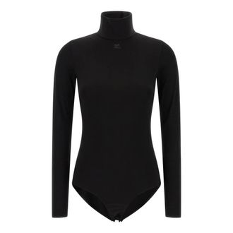 Courr&egrave;ges Body en jersey &agrave; col montant - Femme - Tops - Noir - Taille: 38 FR