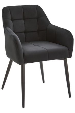 Livetastic Armlehnstuhl Federkern, Schwarz, Dunkelgrau, Metall, Textil, Füllung: Schaumstoff, Rundrohr, 60x82x60 cm, Esszimmer, Stühle