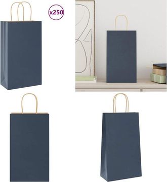 vidaXL Vidaxl - Papiertragetaschen 250 Stk. mit Henkeln Blau 21x11x36 cm