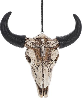 DOITOOL UTHCLO Wandbehang aus Kunstharz Kuhsch&auml;del mit H&ouml;rnern Vintage Wanddekoration f&uuml;r Wohnzimmer und Schlafzimmer Tierkopf Ornament f&uuml;r B&uuml;ro und Restauran