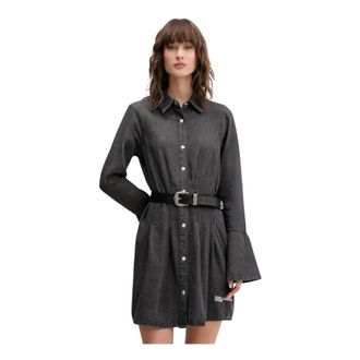 Karl Lagerfeld Hemdkleid mit ausgestelltem Rock - - Dresses - Damen - Schwarzk - M